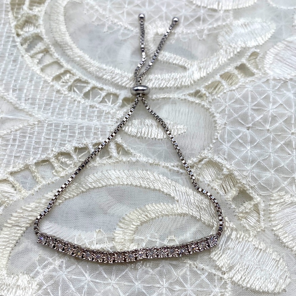 Diamond Treasures Adjustable Sterling Silver Diamond … - Gem